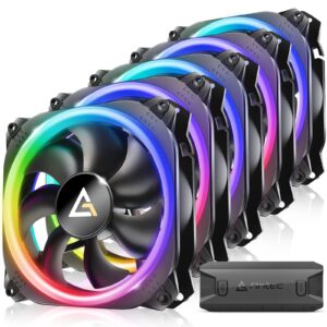 antec rgb fans, pc fans 120mm rgb fans, 5v-3pin addressable rgb fans, motherboard sync with 5v-3pin, 120mm fan 5 packs with controller, prizm series rgb fans