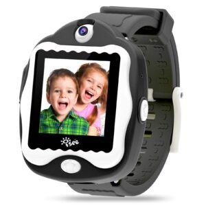 durable smart watch for kids, digital video games built in selfie-camera watches, electronics educational toys kids camera, gadgets games for kids ages 4-8 girls boys (black)