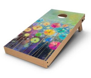 design skinz summer tropical skin set for cornhole (skin only) - abstract flower meadow