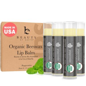 usda organic peppermint lip balm - usa made with natural ingredients, chapstick for dry lips, valentines day gifts, birthday & beauty gifts for women, men, teens & kids, lip moisturizer