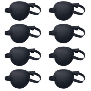 favourde 8 pack black eye patch strabismus adjustable eye patch eye mask with buckle for adults and kids (black)