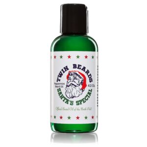 twin beards santa's special peppermint beard oil for men | peppermint beard & mustache oil | natural beard oil | peppermint scented beard oil | beard conditioner & oils| 4 oz