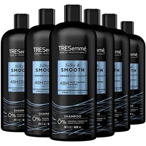 tresemmé silky & smooth anti-frizz shampoo for frizzy hair formulated with pro style technology 28 fl oz (pack of 6)