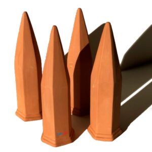 hydrospike clayspike (4-pack) plant terracotta watering spikes kit for outdoor pot. 7 inch extra long stakes. terra cotta self automatic slow hydro drip irrigation system. glass wine bottle waterers