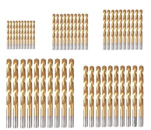 50pcs, 1/16", 5/64", 3/32", 7/64", 1/8", 10pcs for each,titanium twist drill bits