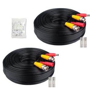 wildhd bnc cable,2x200ft all-in-one siamese video and power security camera cable wire, bnc extension cable with 2 female connectors for all max 5mp hd cctv dvr surveillance system (200ft 2pcs,black)