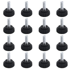 antrader 16-piece m6 x 16 male thread knurled thumb screw screw on type round head quick removal fastener clamping knobs