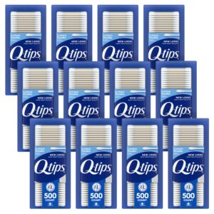 q-tips cotton swabs for hygiene and beauty care original cotton swab made with 100% cotton 500 count, pack of 12