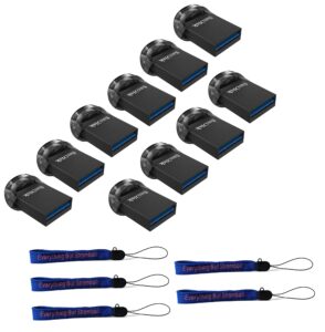 sandisk 64gb ultra fit usb 3.1 low-profile flash drive (10 pack bundle) sdcz430-064g-g46 64g pen drive - with (5) everything but stromboli (tm) lanyard