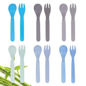 12pcs bamboo kids spoons & forks for baby feeding, toddler spoons & forks set, ableware for baby toddler kids bamboo toddler dishes & dinnerware sets