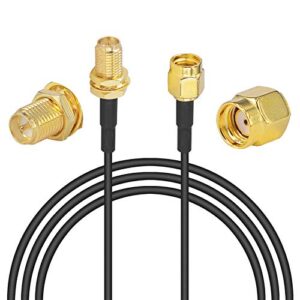 nisaea 2m/6.5ft rp-sma male to rp-sma female rf coaxial cable rg174 for wireless lan card, router, bridge, booster & external antenna equipment