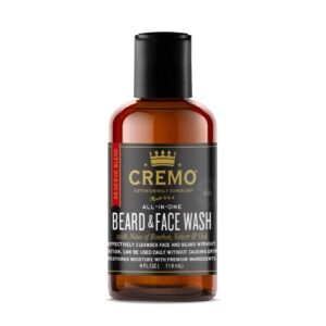 cremo distiller's blend (reserve collection) beard and face wash, specifically designed to clean coarse facial hair, 4 fluid oz