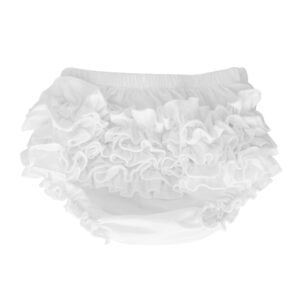 baby girl ruffle lace pure cotton panties diaper cover for halloween christmas party size l(white)