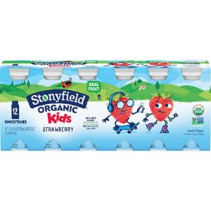 stonyfield organic lowfat yogurt smoothies, strawberry, 3.1 oz., 12 ct - #1 organic kids yogurt, real fruit & wholesome ingredients, 12 count (pack of 1)