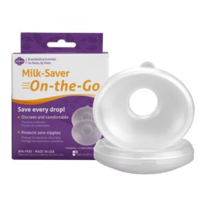 milkies milk-saver on-the-go, breast milk collecting shells and nipple shield, discreet and silicone-free catcher for breastmilk, collector cups for nursing & breastfeeding, holds more than 1oz