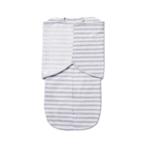 breathablebaby adjustable 3-in-1 soft premium cotton newborn swaddle trio blanket & wrap, (infants 0-4 months) – gray watercolor stripe, arms up, arms down, arms out, 61233-a