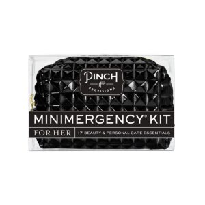 pinch provisions minimergency kit, includes 17 travel-sized cosmetic essentials, convenient for purses, emergency beauty accessories, gifts for holiday’s & birthday’s, edge black