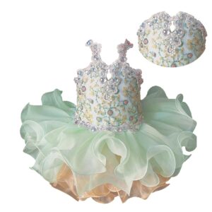 jenniferwu g040-8 infant toddler baby newborn little girl's pageant party birthday dress green size 3-6m