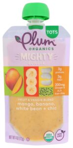 plum organics organic mighty mango banana bean sunbutter chia, 4 oz