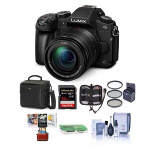 panasonic lumix dmc-g85 mirrorless camera with 12-60mm f/3.5-5.6 lumix g vario power ois lens black - bundle with cam bag, 32gb sdhc u3 card, cleaning kit, 58mm filter kit, mac software pack, and more