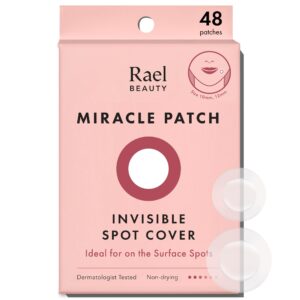 rael pimple patches, miracle invisible spot cover - hydrocolloid acne patch, treatment for breakouts, absorbs zits & blemish, korean skin care, 2 sizes (48 count)