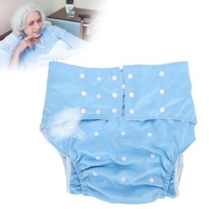 washable adult pocket nappy cover close-fitting adjustable reusable diaper cloth for incontinence care protective underwear, suitable for men women teen(light blue)