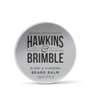 hawkins & brimble - beard balm for men, 50g - mens beard grooming balm for smoothing, softening & conditioning - beard styling balm to support beard growth - elemi & ginseng acclaimed signature scent