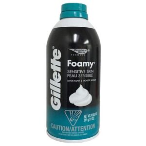 gilette foamy shaving cream sensitive skin, 11 oz.