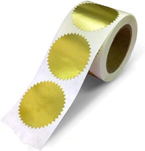 nextdaylabels, 2 inch round, gold metallic seals with serrated edge for package, envelope, certificate, wafer, 250 stickers per roll