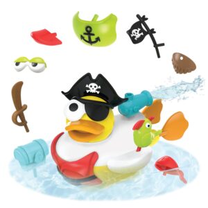 yookidoo jet duck pirate bath toy with powered water cannon shooter - sensory development & bath time fun for kids - ages 2+