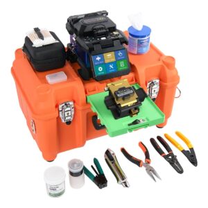 orientek t45 ftth fiber optic fusion splicer machine core alignment fusion splicing machine 7sec splice time 250μm fiber, 900μm fiber, flat cable, jump cables w/fiber cleaver+optic power meter