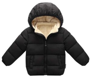 happy cherry toddler snowsuit soft thick long sleeve jacket with a removable hooded zipper clothing black large