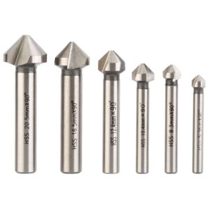 dtacke 6pc 90 degree 3 flute chamfering end mill cutter drill bit hss chamfer countersink bits set