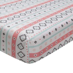 lambs & ivy little spirit cotton fitted crib sheet - white, coral, modern