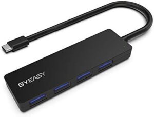 usb-c hub, byeasy 4 port type c to usb 3.0 adapter, ultra slim portable usb c to multiport usb hub applicable for imac pro, macbook pro, ipad, pc, usb flash drives, tesla model 3 and mobile hdd