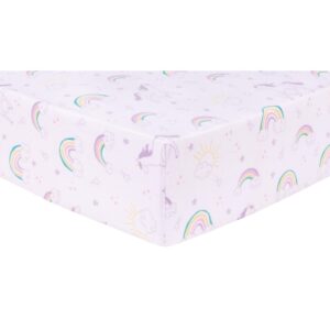 trend lab unicorn rainbow deluxe flannel fitted crib sheet