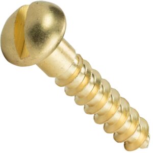 #8 x 1 brass round head wood screws slotted drive qty 100