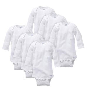 gerber unisex baby multi-pack long-sleeve onesies bodysuit mitten cuff sizes 6-pack white 6-9 months