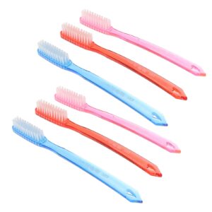 supvox 6pcs premium manual hard bristles toothbrush for adult teeth stain cleaning (random)