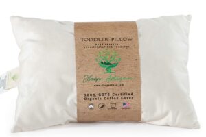 sleep artisan organic toddler pillow - machine washable organic cotton cover with safe toxic-free fill, kids small toddler pillow for travel & napping, handmade in usa, 13" x 18"