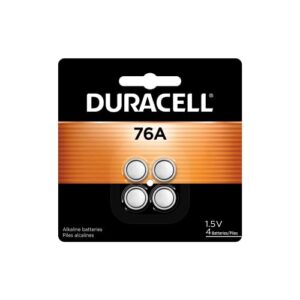 duracell 76a 1.5v alkaline batteries, 4 count pack, 76a 1.5 volt battery, equivalent to lr44, a76, px76a, v136a, ag13, and l1154 battery types