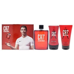 cristiano ronaldo cr7, 3 pc - aftershave for men - woody fragrance body spray and shower gel gift set for men - scent of bergamot, lavender, cardamom