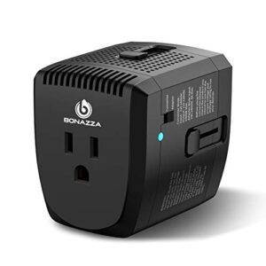 2000watts voltage converter, 220v to 110v converter, international plug adapter, power converter adapter combo, us to europe, uk, israel, africa over 150 countries (black)