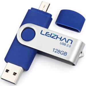 leizhan micro usb flash drive 128gb thumb drive micro otg memory stick pendrive usb 2.0 jump drive android memory stick u disk, blue