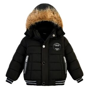 amiyan toddler boys down jacket fur collar hood thick warm winter snowsuit coat parka 3-4t