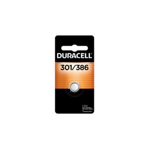 duracell 301/386 silver oxide button battery, 1 count pack, 301/386 battery, long-lasting for watches, medical devices, toys, and more