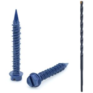 100 qty 1/4" x 1-3/4" hex head diamond tip concrete screws to anchor masonry, block & brick (bcp499)