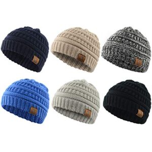 century star baby beanies for boys girls knit baby winter hats soft warm infant toddler beanie caps cute chunky baby hat 006pcs navy&beige&dark grey&blue&light grey&black one size