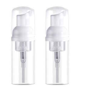 keaiyyj- foam pump bottle travel size mousse small mini soap dispensers clear plastic empty refillable containers 1.7 oz 2 pack