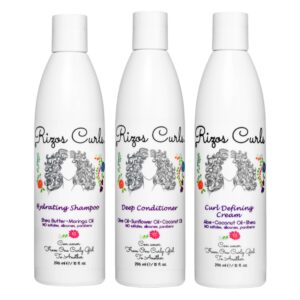 rizos curls trio bundle, hydrating shampoo & deep conditioner & curl cream bundle, gently cleanse and hydrate curly hair, style & define curls for frizz free volume, for all curl patterns 2a - 4c